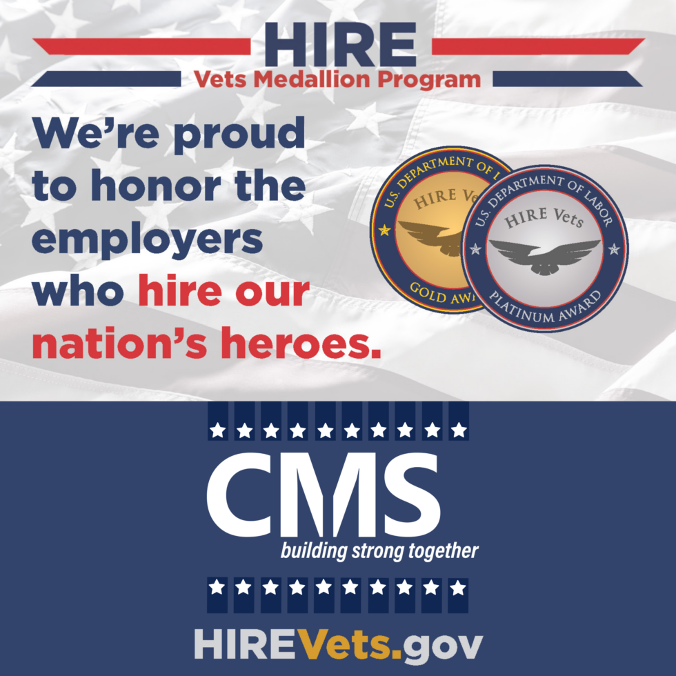 CMS Receives HIRE Vets Platinum Medallion Award - CMS Corporation